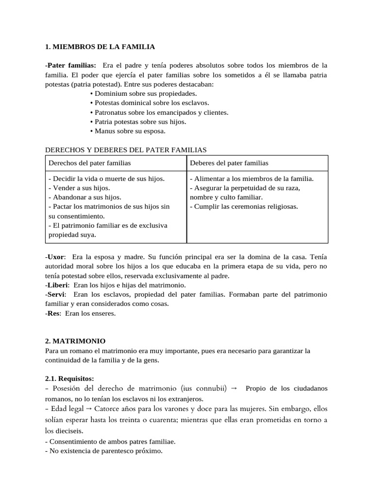 Estructura Familiar y Matrimonio en Roma | PDF | Matrimonio