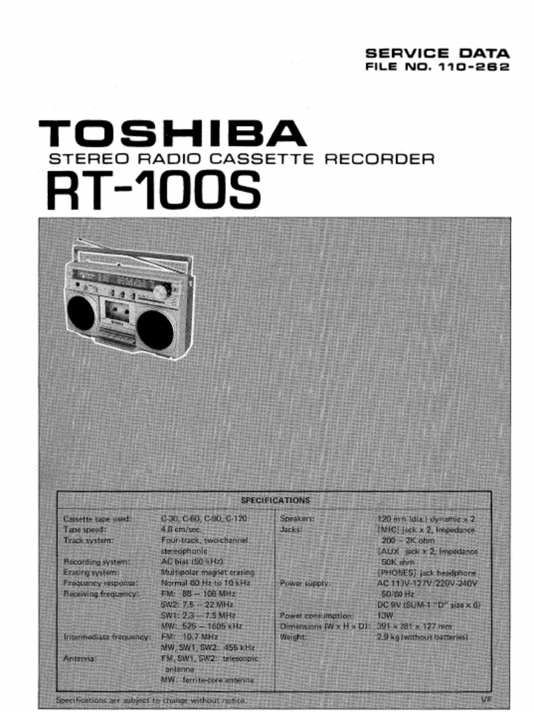 RT100S SM Toshiba | PDF