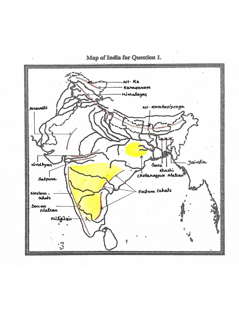 Map of India ICSE 2023 - 24 | PDF