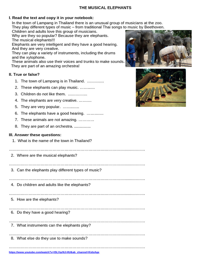 Worksheet 2 - The Musical Elephants | PDF | Musicology | Performing Arts
