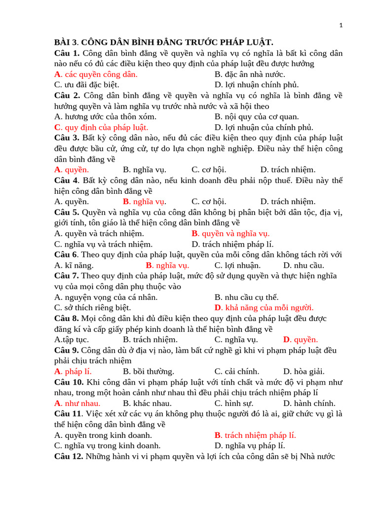 ĐỀ CƯƠNG GDCD 12 AZOTA | PDF