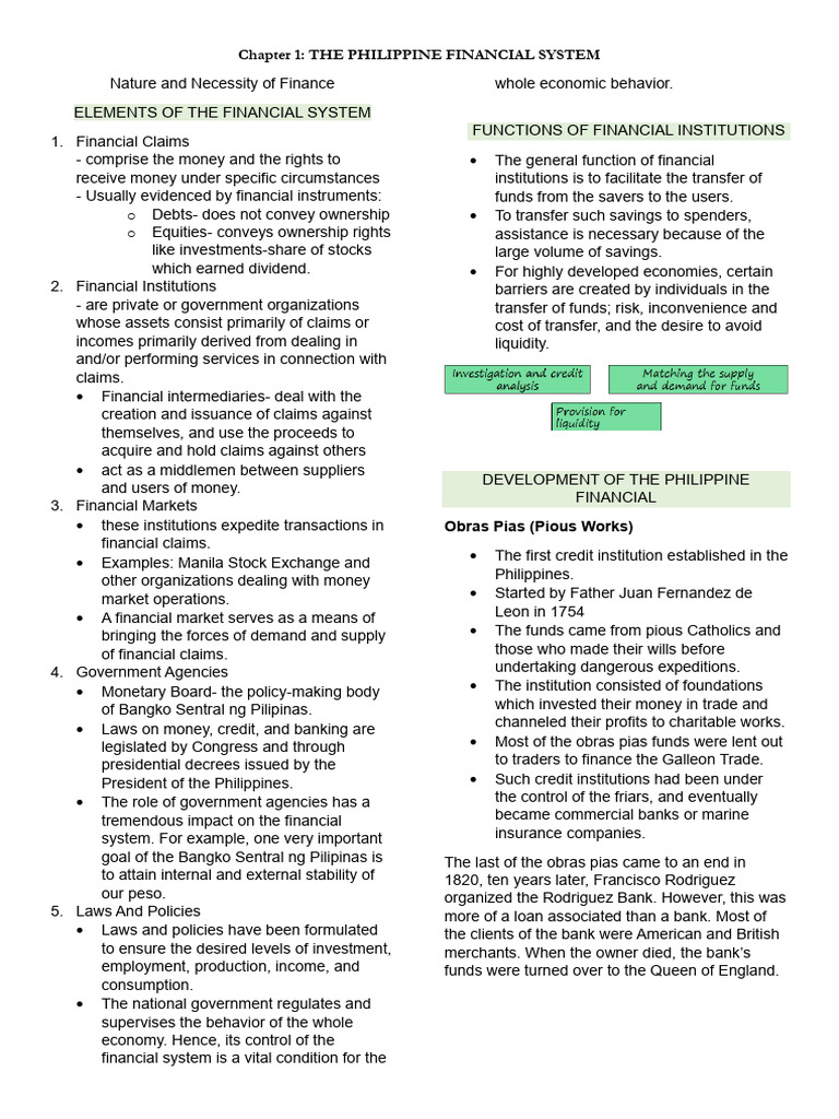 Unit 1 The Philippine Financial System | PDF | Banks | International ...