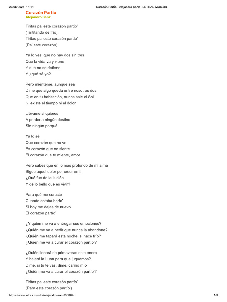 Corazón Partío - Aunque No Vivas Mas | PDF