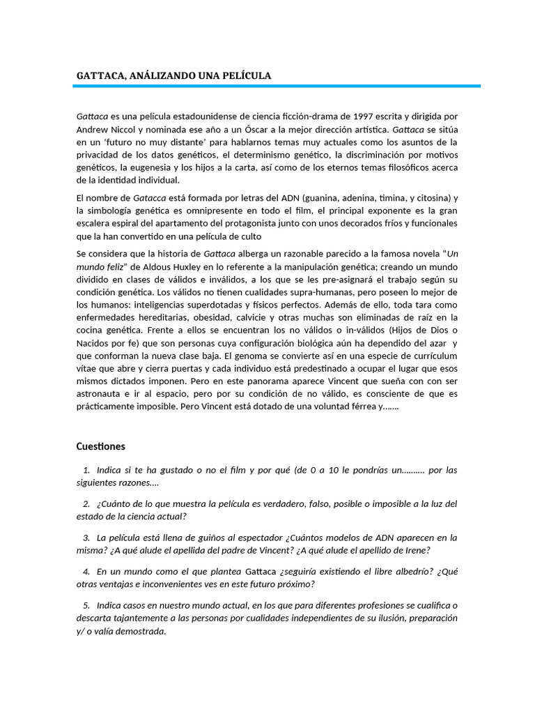 ACT Gattaca Film | PDF