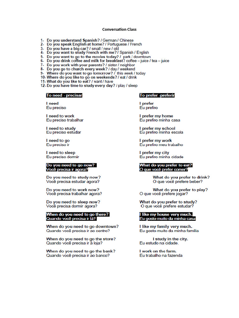 Conversation Class | PDF