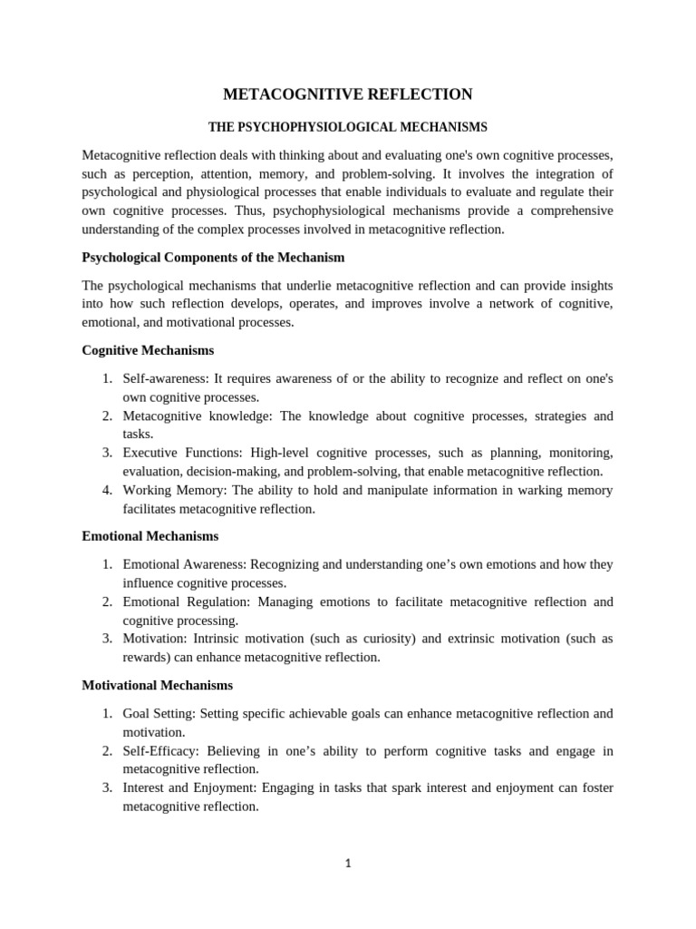 Metacognitive Reflection Mechanisms | PDF | Neural Oscillation ...