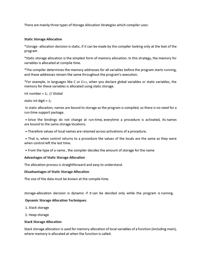 Storage Allocation Strategies Pdf Variable Computer Science 1695