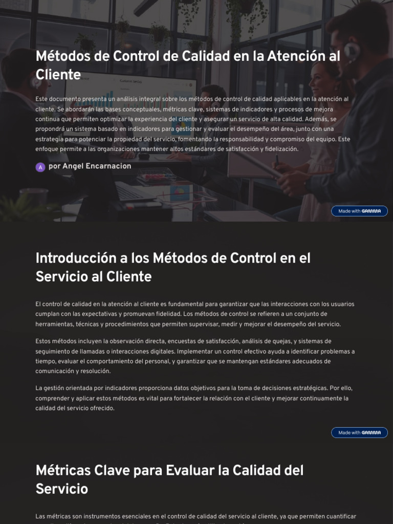 Metodos de Control de Calidad en La Atencion Al Cliente | PDF ...