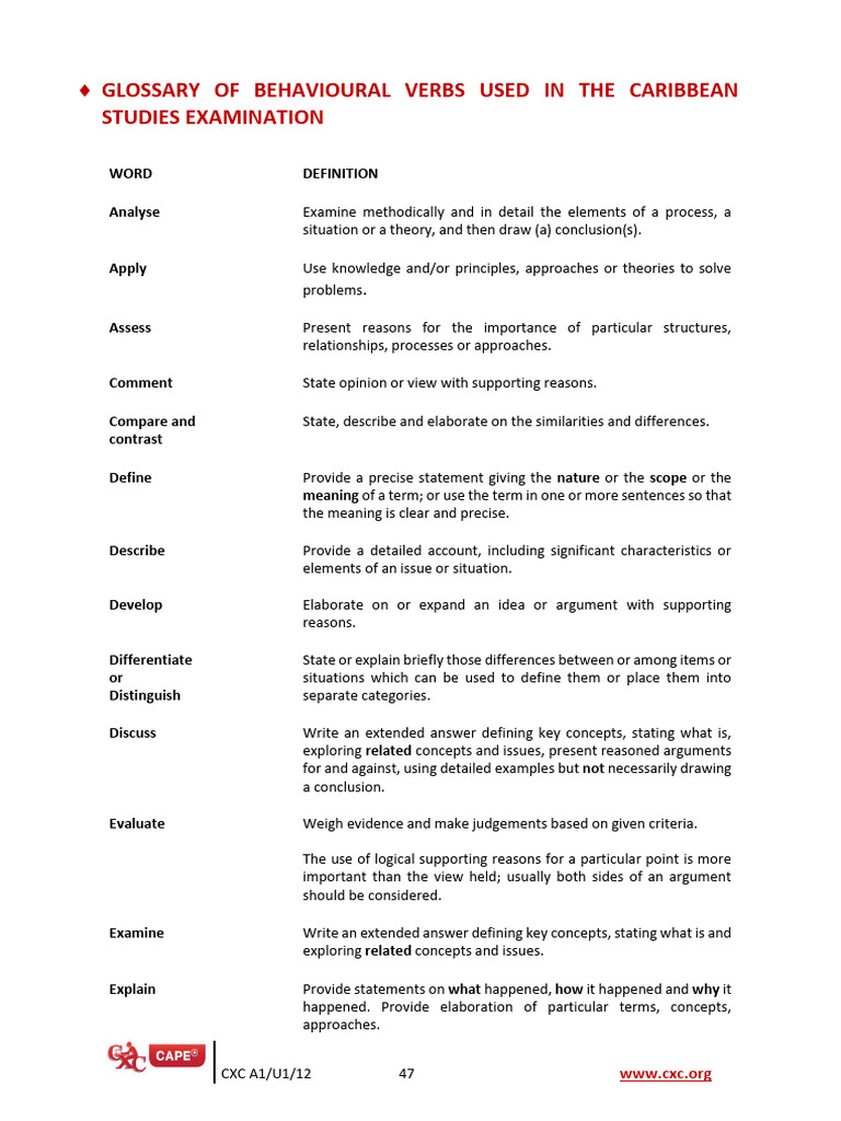 Caribglossary | PDF | Reason | Semantics