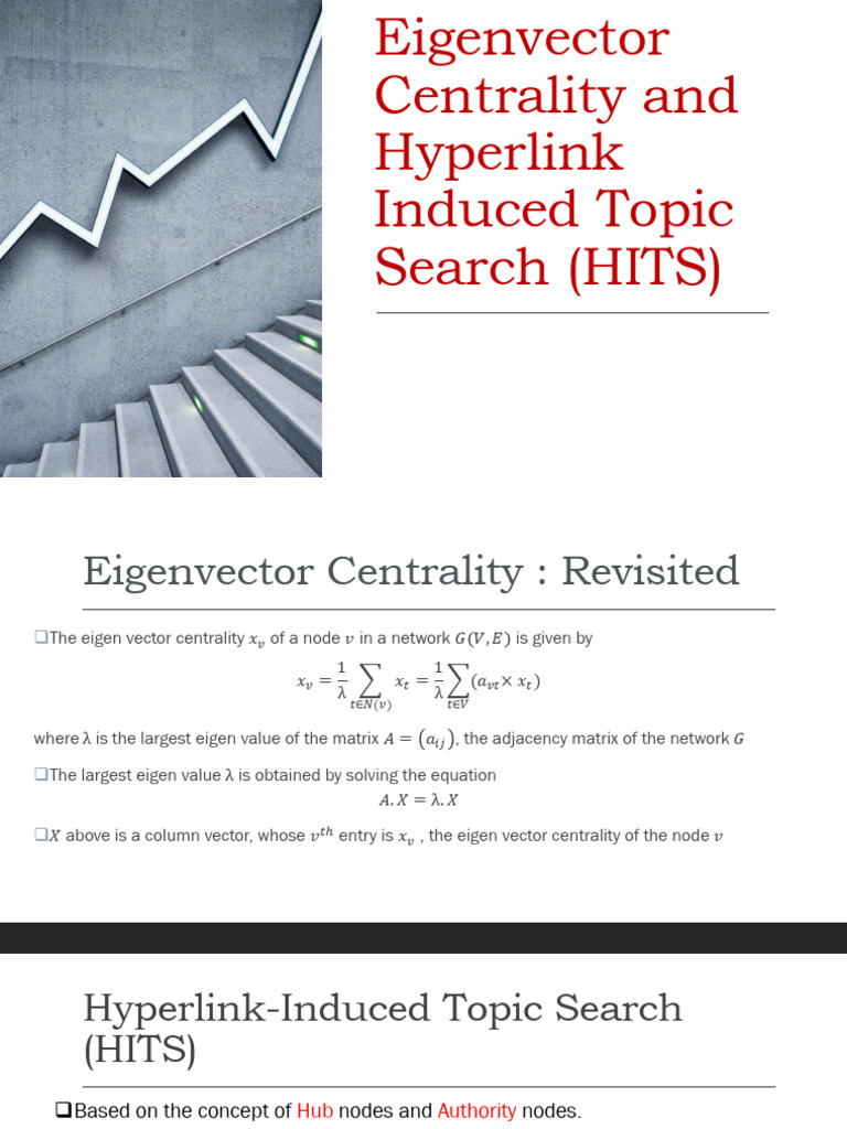 Eigenvector Centrality and HITS Algorithm | PDF | Eigenvalues And Eigenvectors | Applied Mathematics