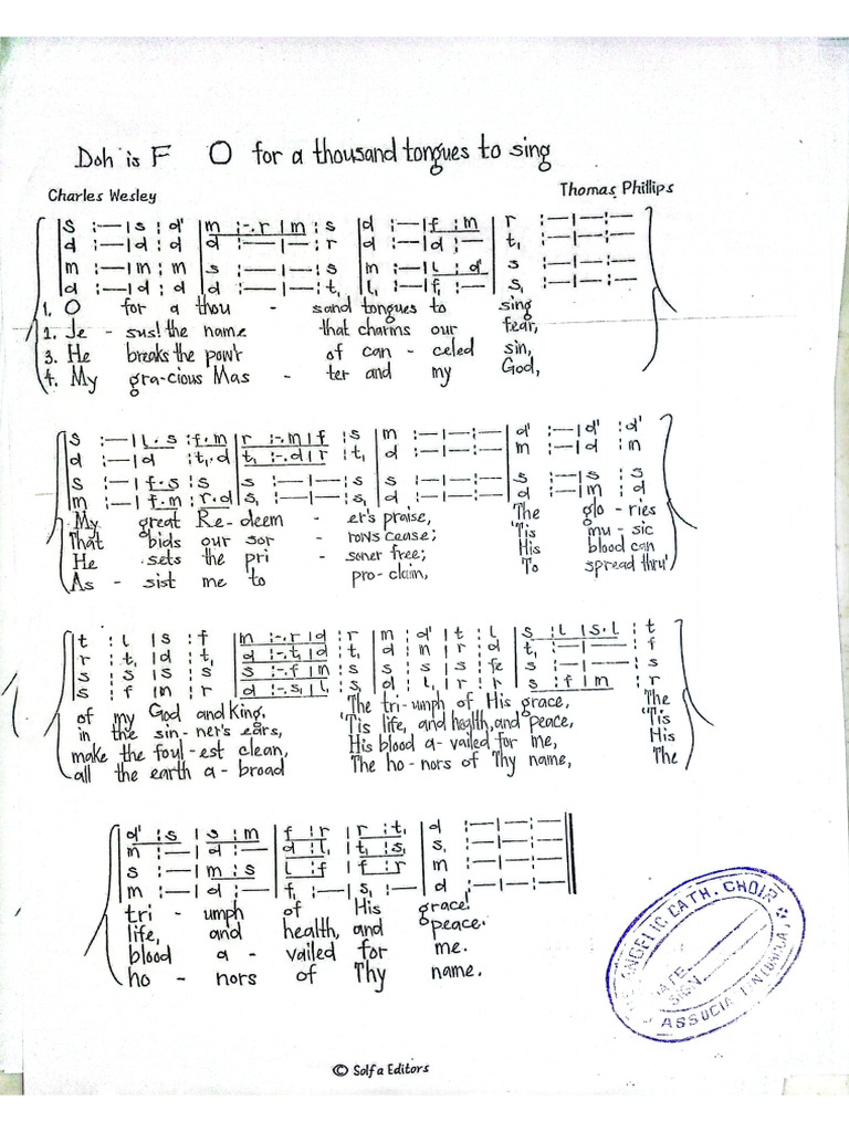 O For A Thousand Tongues To Sing | PDF