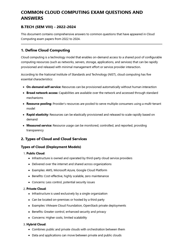 CC 22 23 24 Repeated Question and Answer | PDF | Cloud Computing | Virtualization