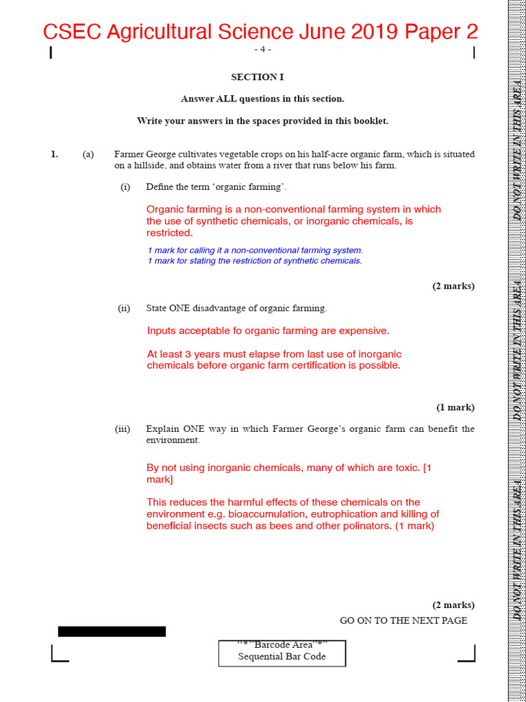 Csec Agri Sci 2019 P2 Ans | PDF | Plough | Organic Farming