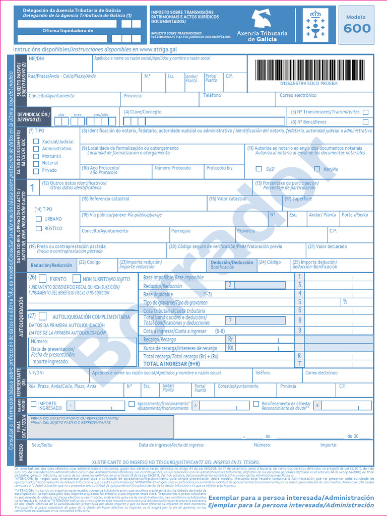 Modelo 600 Xunta | PDF | Ley común | Derecho Civil (Common Law)