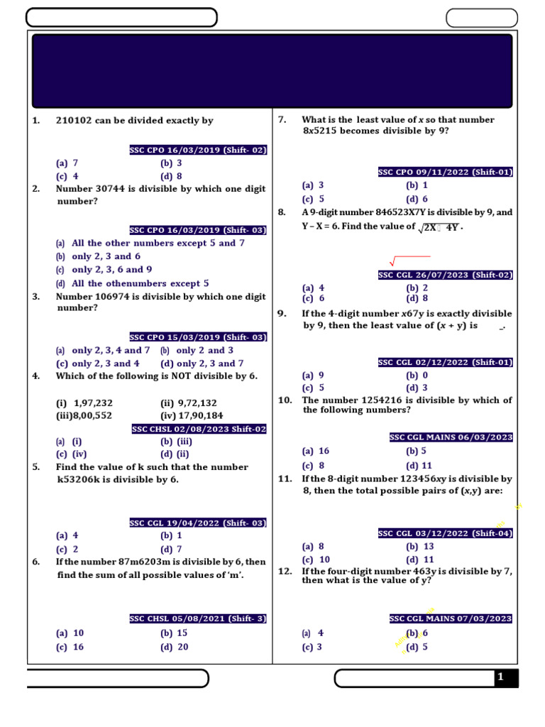 Final 1 Divisibility | PDF | Number Theory | Mathematics