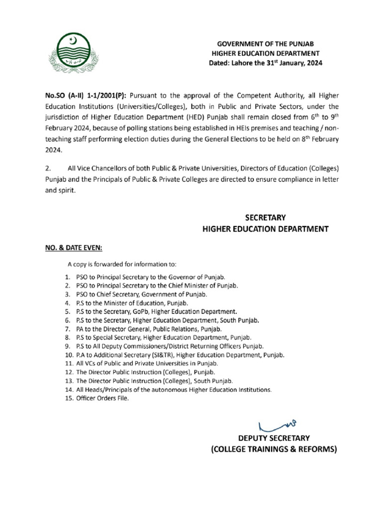 Leave Notification HED Punjab | PDF