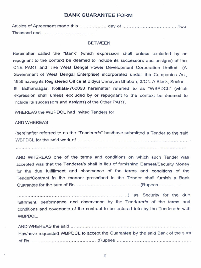 Bank Guarantee Form | PDF