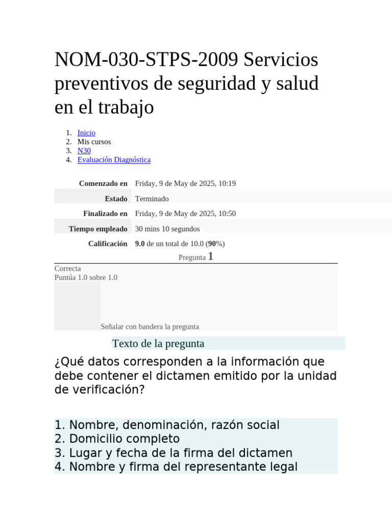 NOM-30 preguntas y respuestas | PDF | Medicina