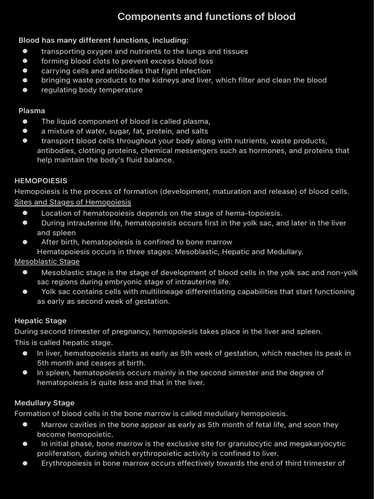 Components and Functions of Blood | PDF | Granulocyte | White Blood Cell