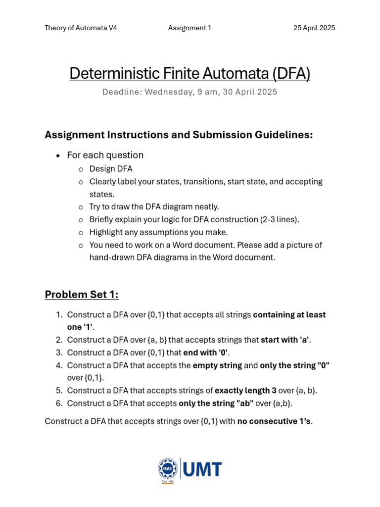 Assignment 1 Automata | PDF