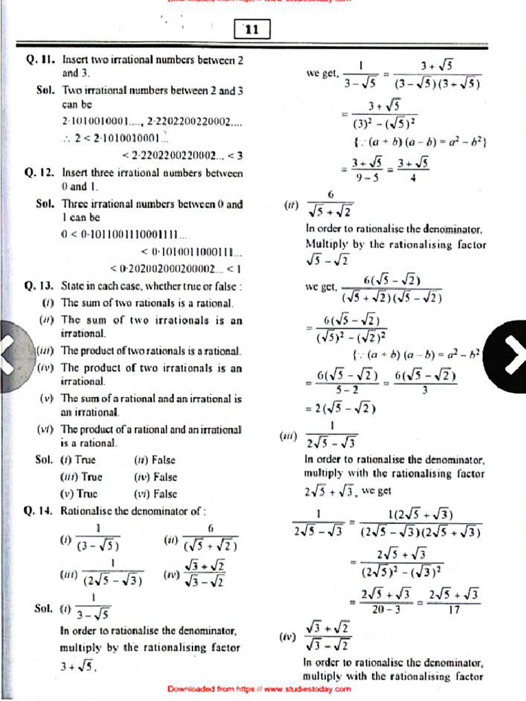 Arun Deep Mathematics Class-9 Rational Numbers | PDF