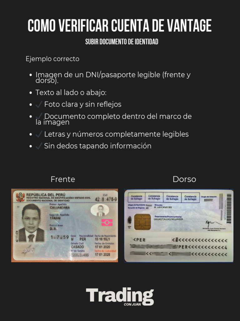 Como Verificar Correctamente Tu Cuenta en Vantage | PDF