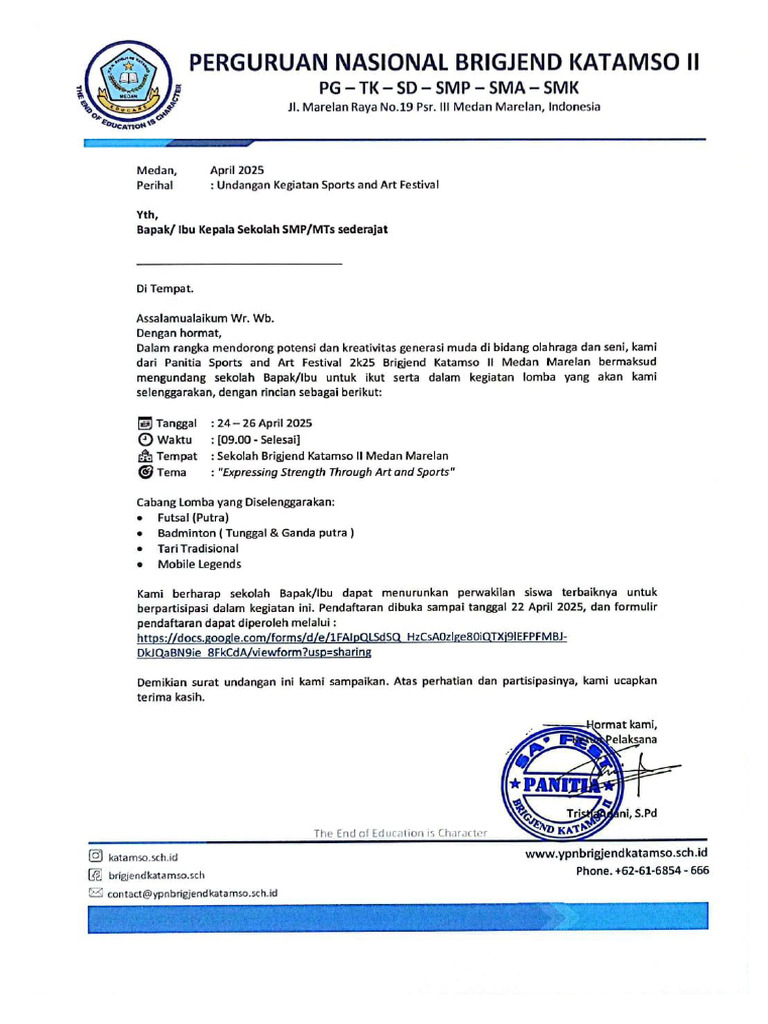 Formulir Sa'Fest Brikada 2k25.new | PDF