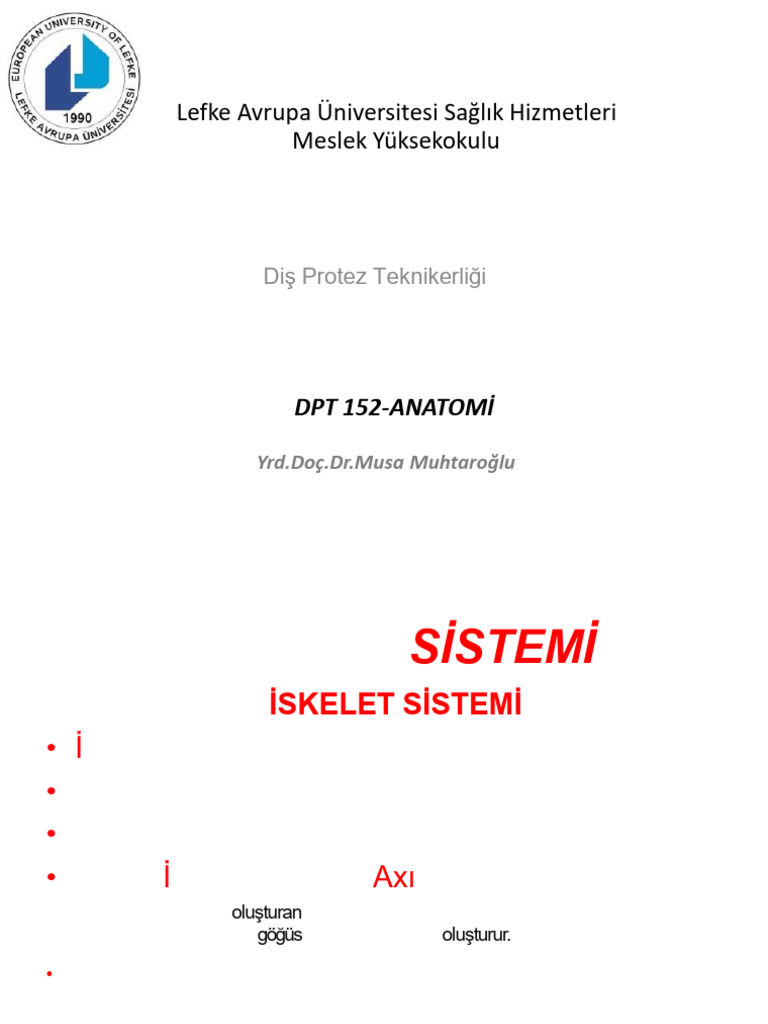 2 DPT 152 Baş Botun Anatomi̇si̇ 1. Ders | PDF