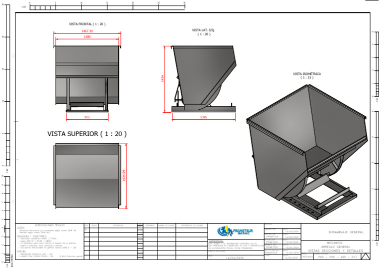 PLANO TOLVA | PDF | Acero | Ingeniería mecánica