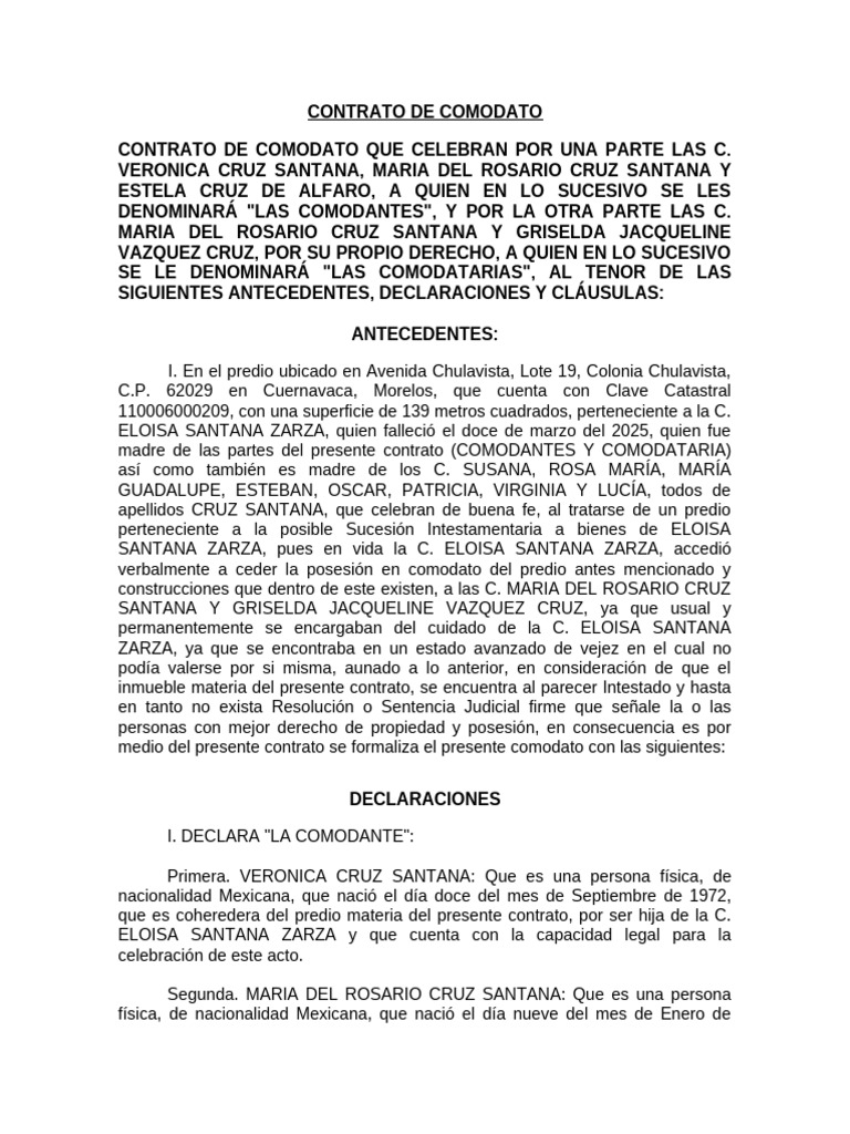 CONTRATO DE COMODATO | PDF