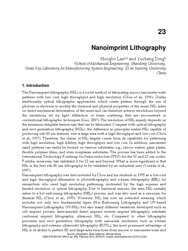 InTech Nano Imprint Lithography | PDF | Photolithography | Microtechnology
