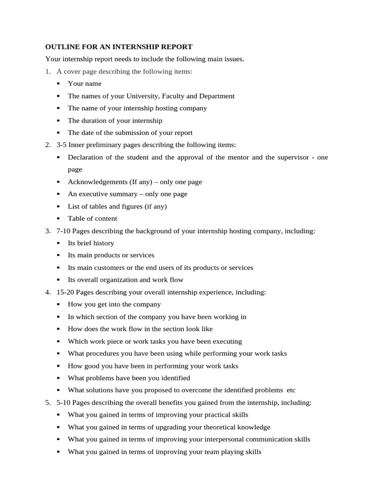 Outline For An Internship Report | PDF | Skill