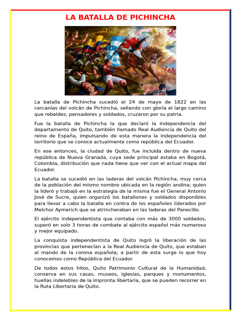 La Batalla de Pichincha | PDF