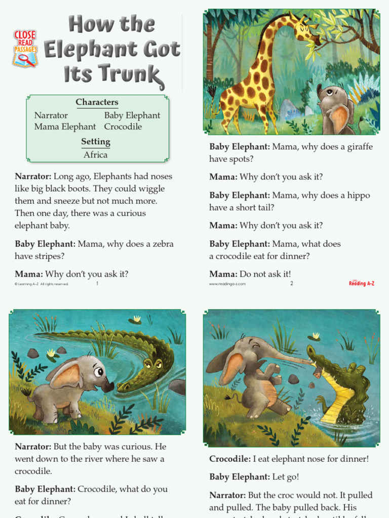 (28371) Grade 3 How Elephant Got Its Trunk Passage | PDF