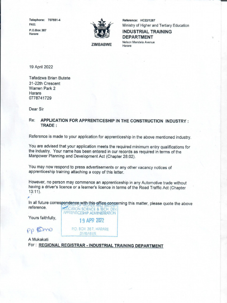 Clearance Letter T Butete | PDF