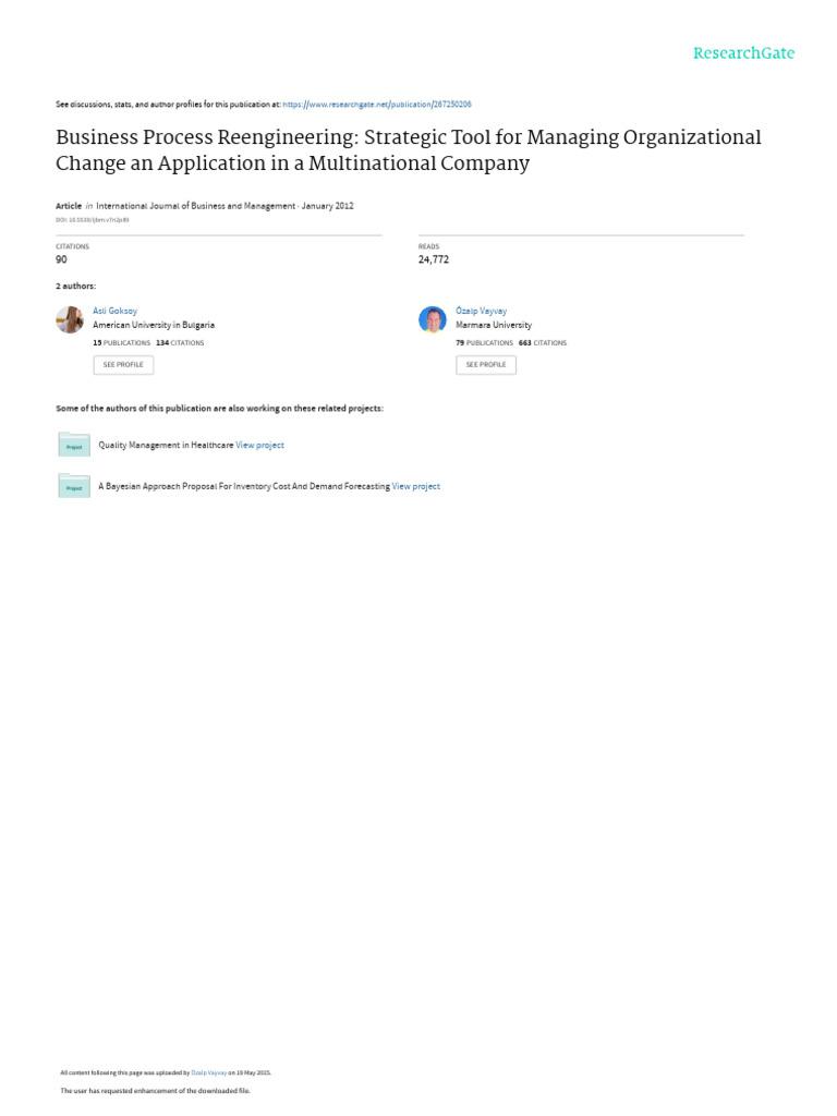 Business Process Reengineering Strategic Tool For | PDF | Business ...