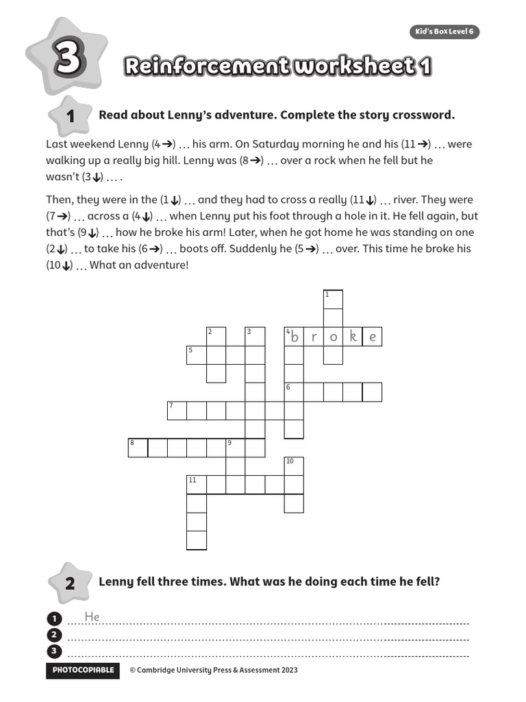 PST Simple Lenny's Adventure KBNGESS - KidsBox - Level6 - Unit3 - Reinforcement - Worksheet - 1 ...