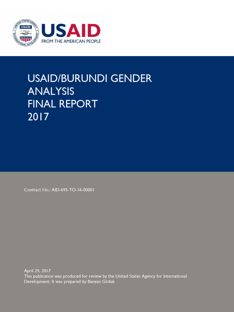 USAID Burundi Gender Analysis Final Report 2017 | PDF | United States ...