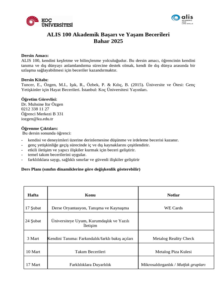 Alis 100 Spring 2025 Syllabus | PDF