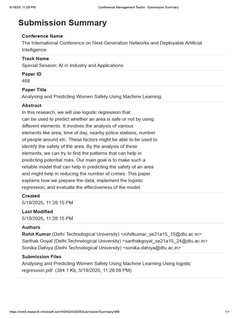 Conference Management Toolkit - Submission Summary | PDF