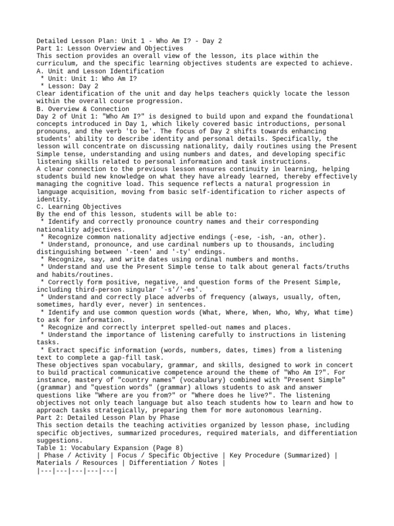 Lesson Plan Day 2 Ket 1 | PDF | Adjective | Question