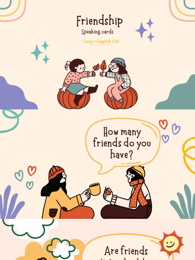 Friendship Speaking Cards @Lucysenglishlab | PDF