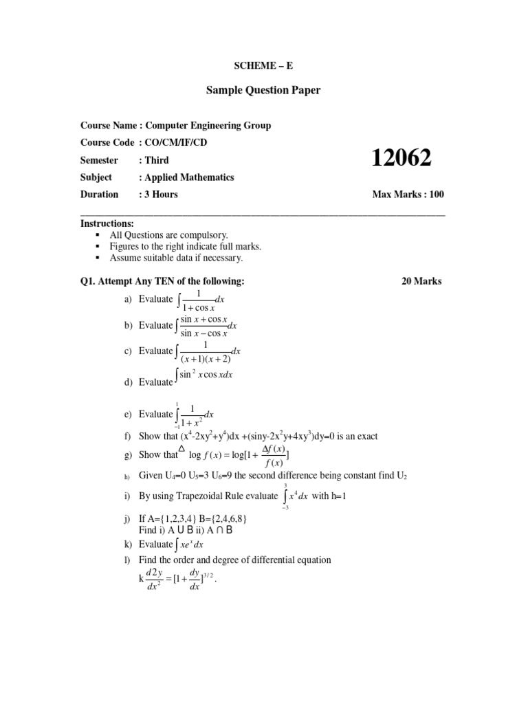 Question Paper applied mathematics Figures to the right indicate full ...