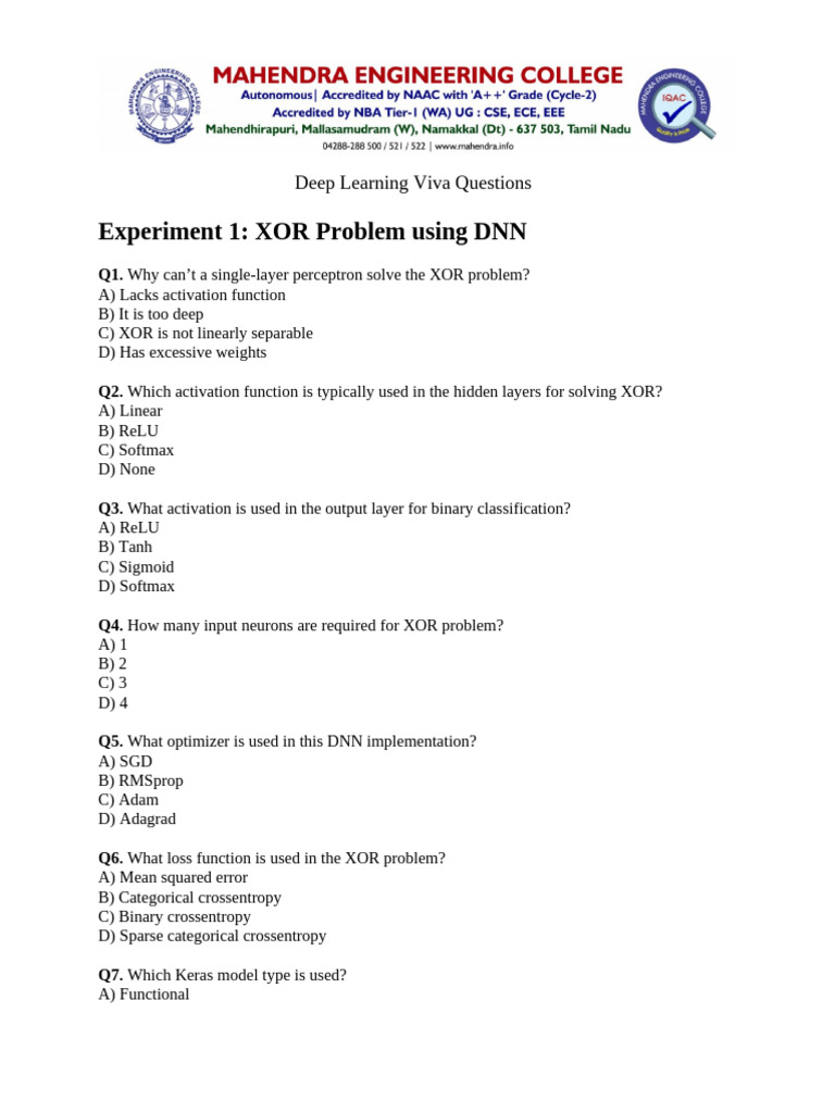 Deep Learning Viva Questions | PDF | Learning | Algorithms