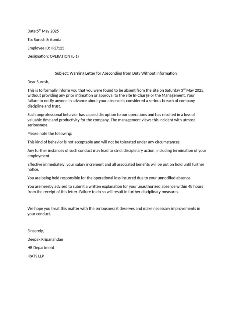 Warning Letter | PDF