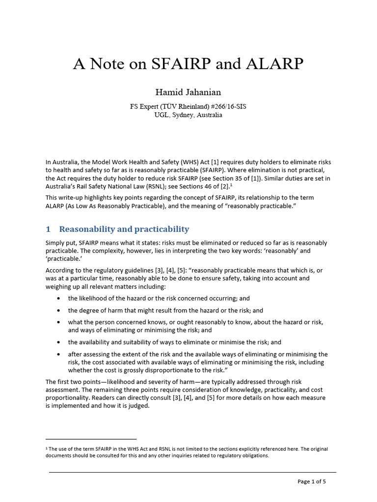 A Note On SFAIRP and ALARP | PDF | Business | Risk
