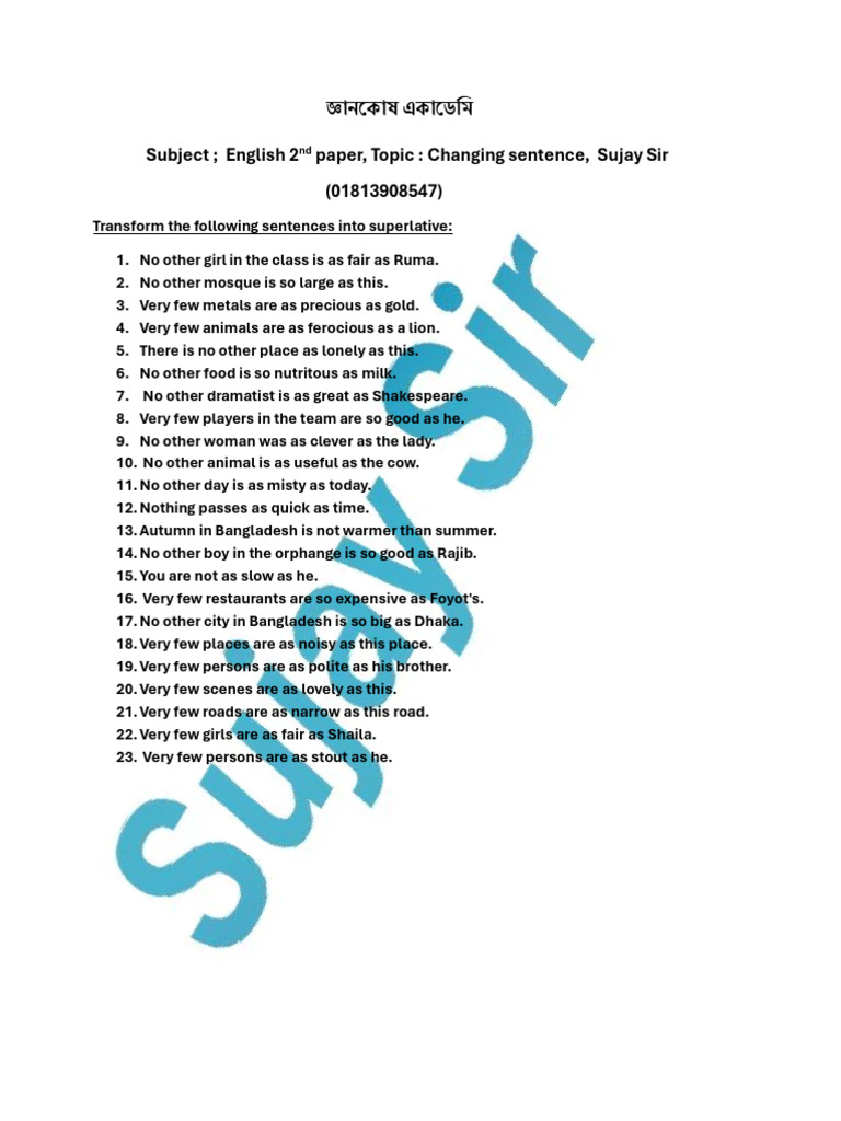 Positive To Superlative | PDF