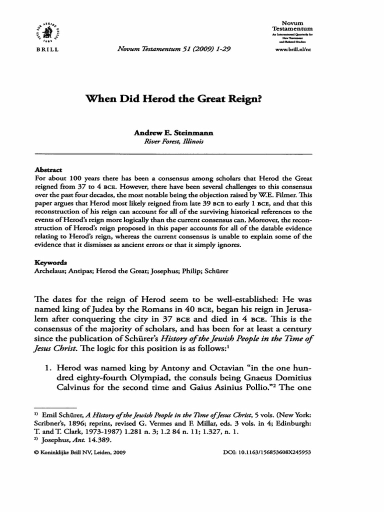 Steinmann When Did Herod the Great Reign | PDF | Herod The Great ...