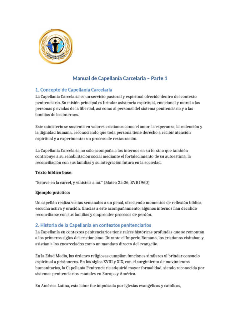 Manual Capellania Carcelaria Parte1 Temas | PDF | Prisión | Biblia