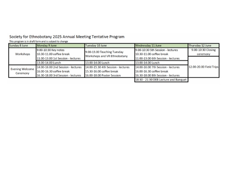 2025 SEB Annual Meeting Tentative Program | PDF